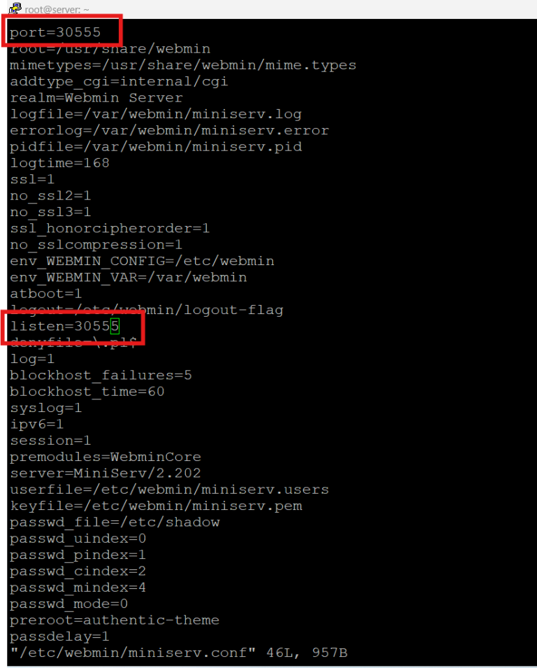 How to change Webmin Port number using Terminal/SSH